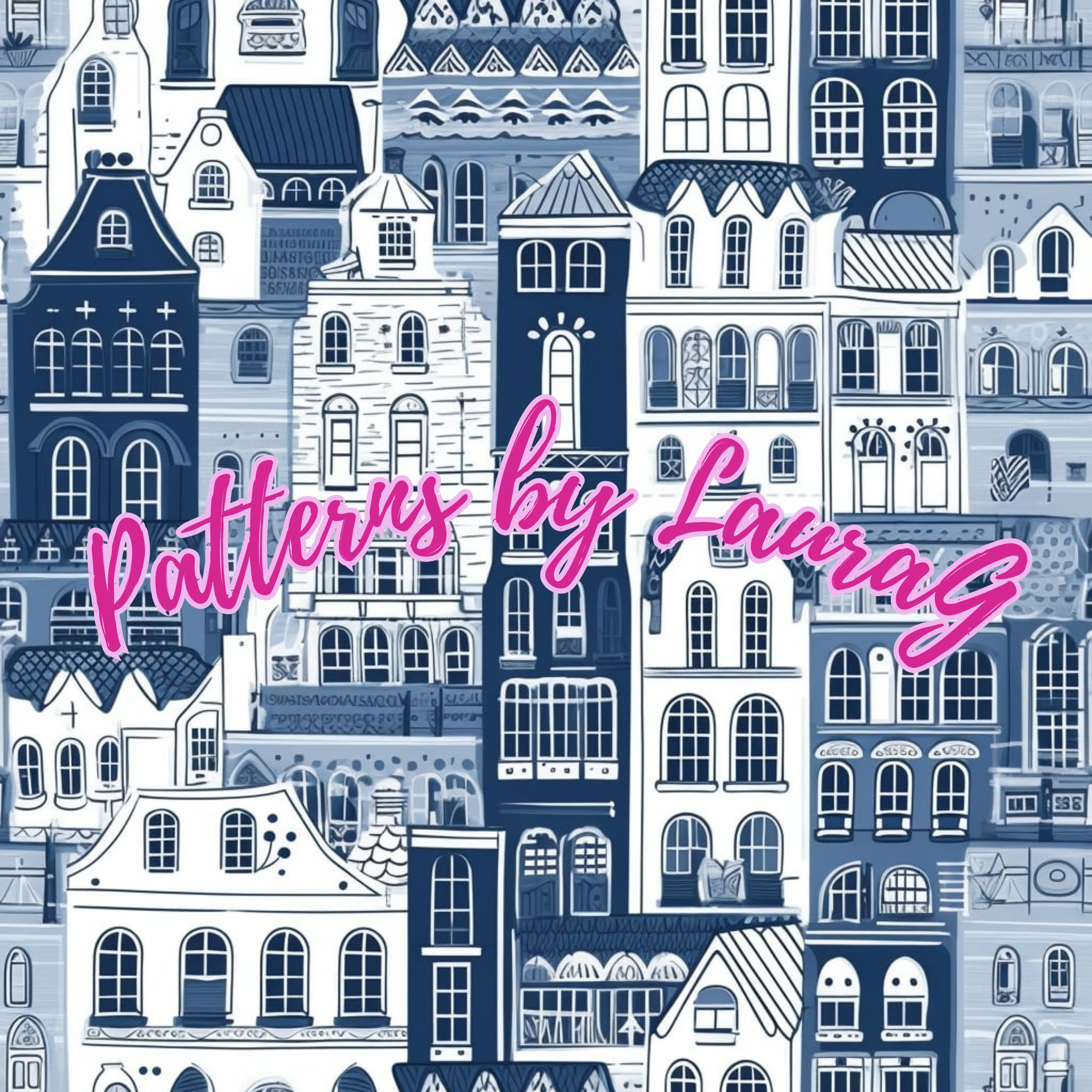 Seamless Pattern Delft Blue Houses, Amsterdam Print Digital Paper ...