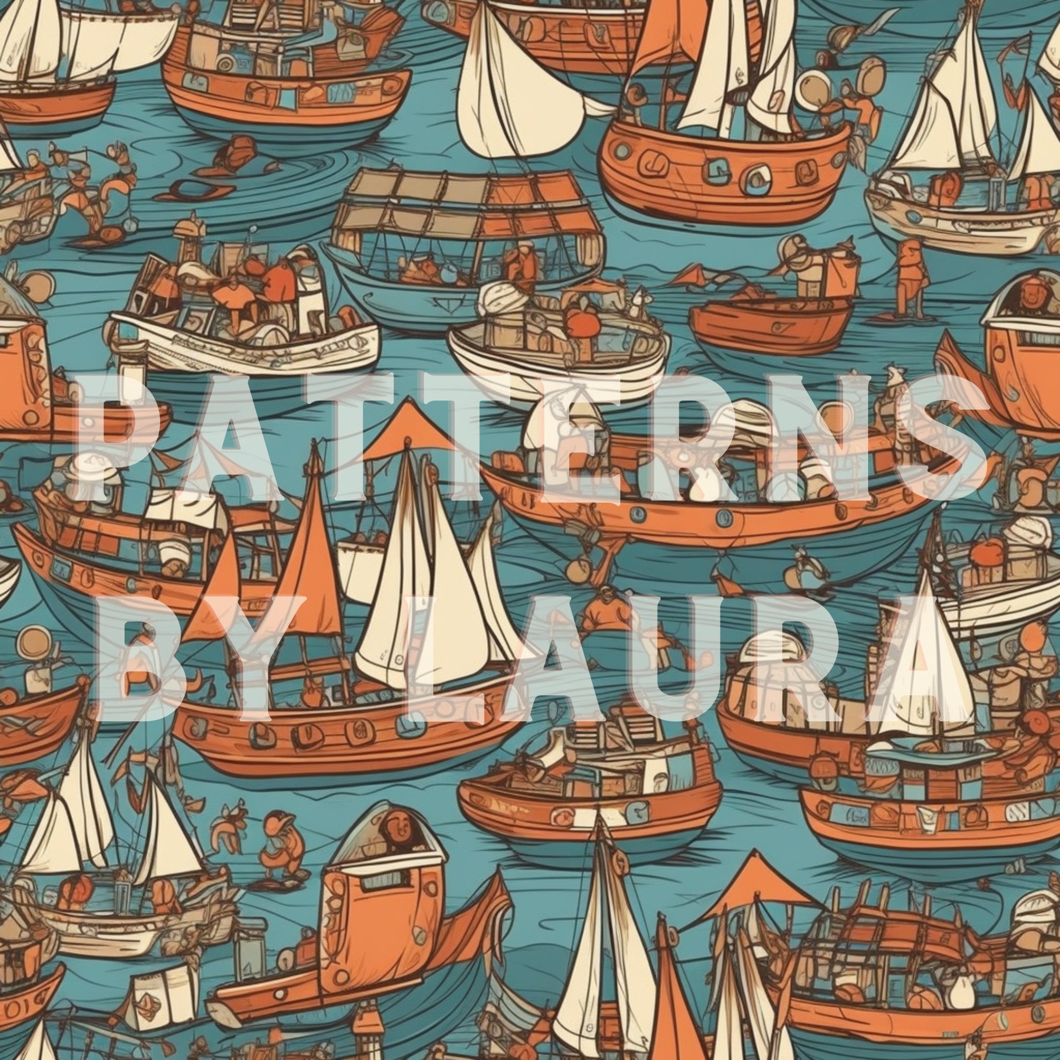 Nautical Boat Seamless Pattern, Kids Wallpaper (digital Download) - Etsy