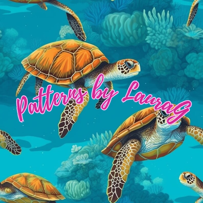 Sea Turtle Digital Paper, Seamless Pattern Tortoise Realistic, Animal ...