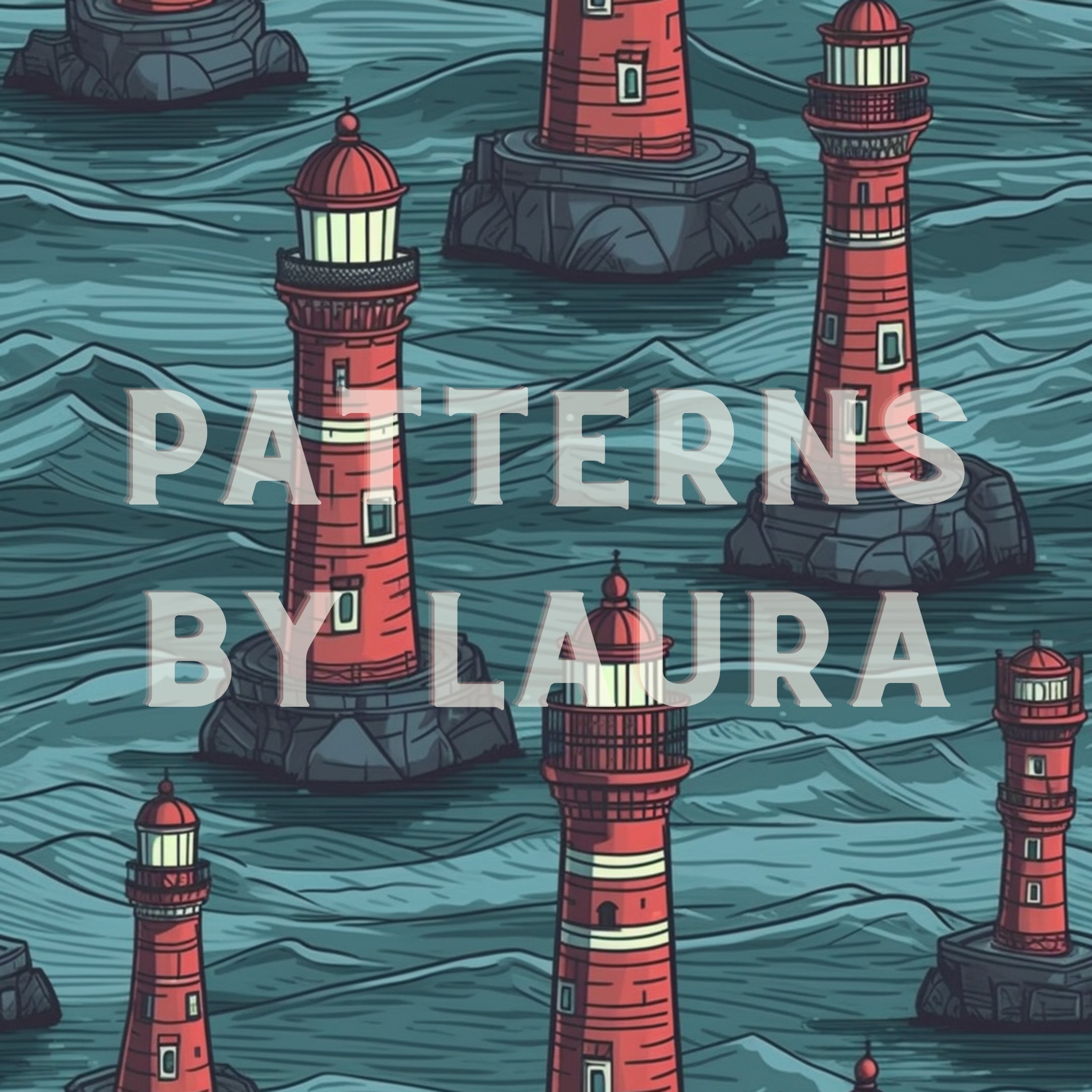 Seamless Pattern Maritime, Lighthouse Digital Paper Pack, Wallpaper ...