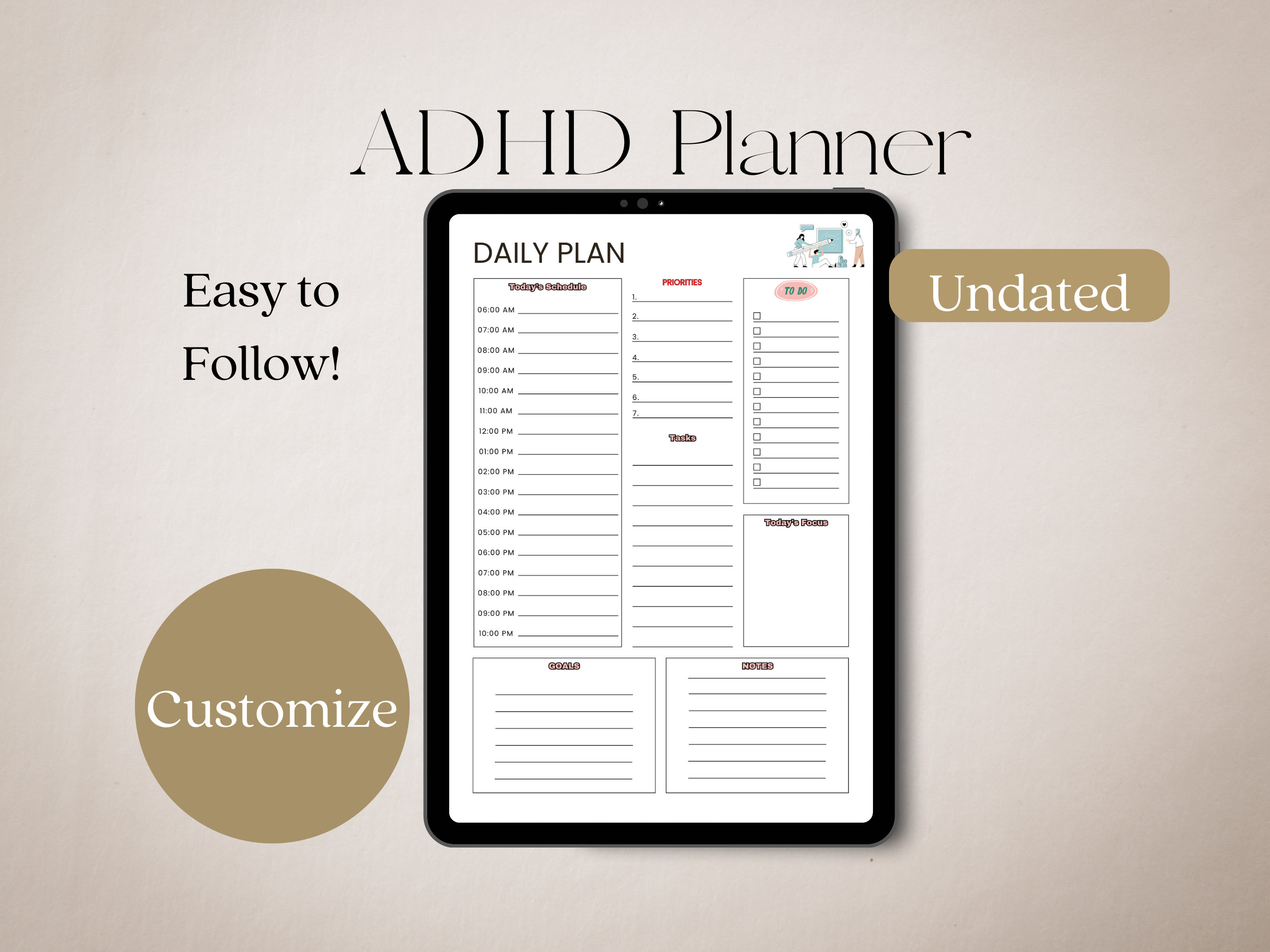 ADHD Digital Planner, ADHD Planner Printable, Planner for Adults, ADHD ...