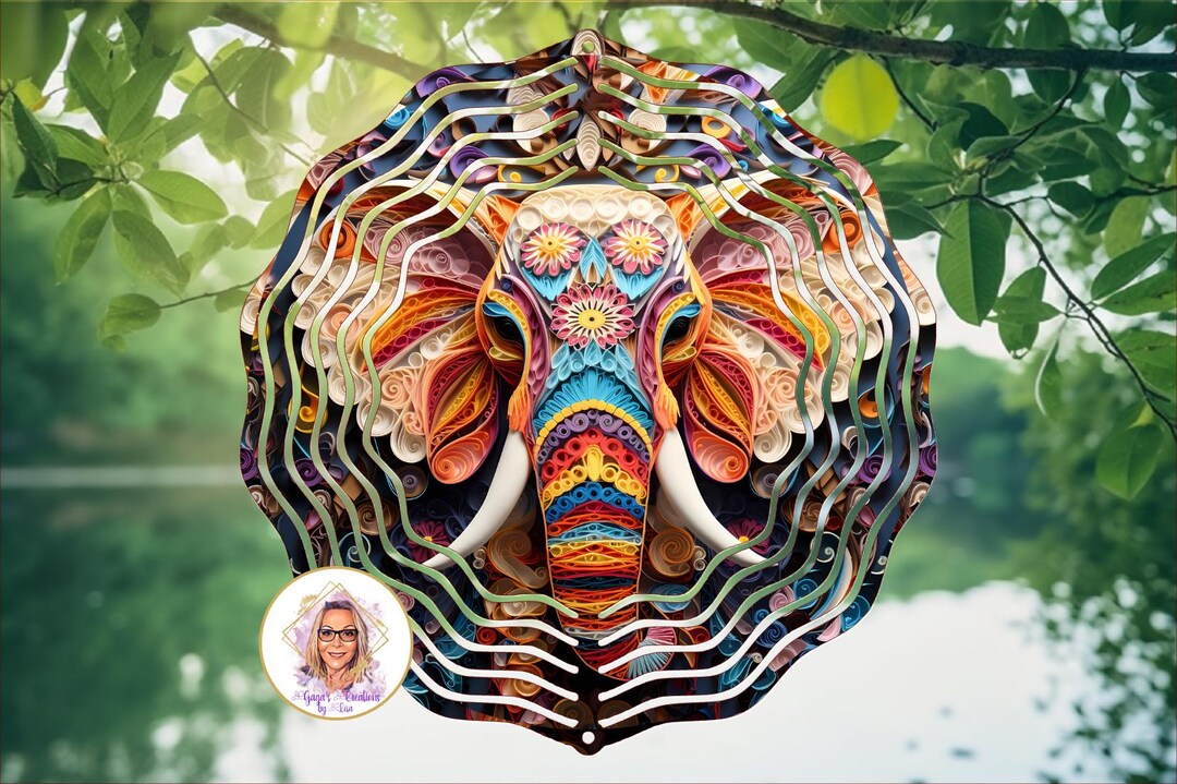 3D Elephant Wind Spinner/home & Garden Décor/hanging Art/3d Spinning ...