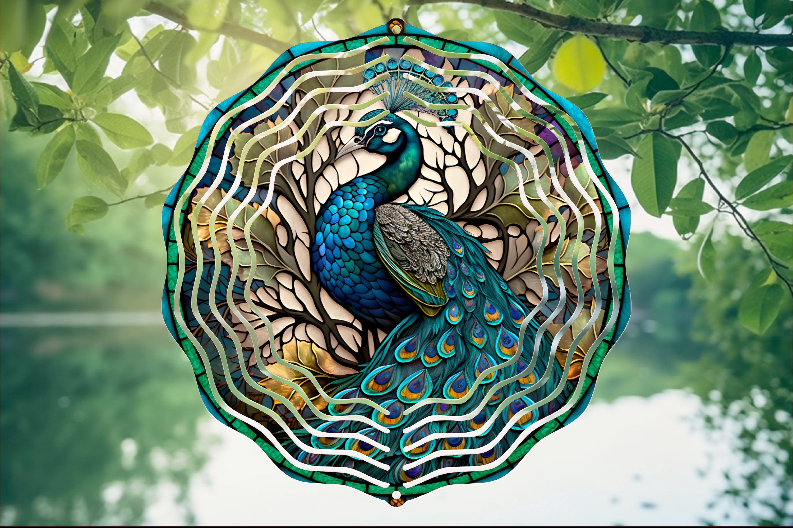 Peacock Wind Spinner//home & Garden Décor/hanging Art/3d Spinning ...