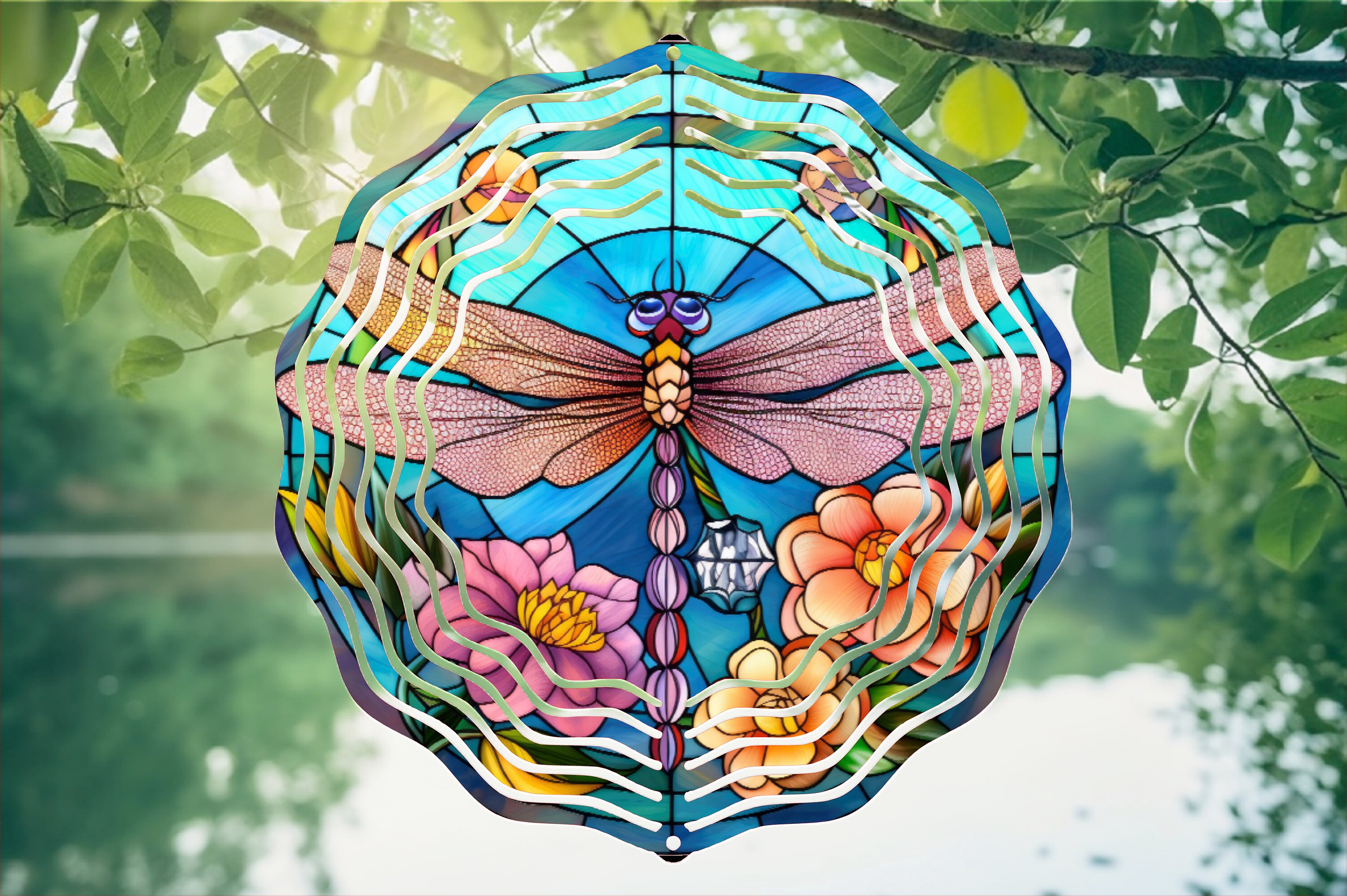 Dragonfly Wind Spinner/home & Garden Décor/hanging Art/3d Spinning ...