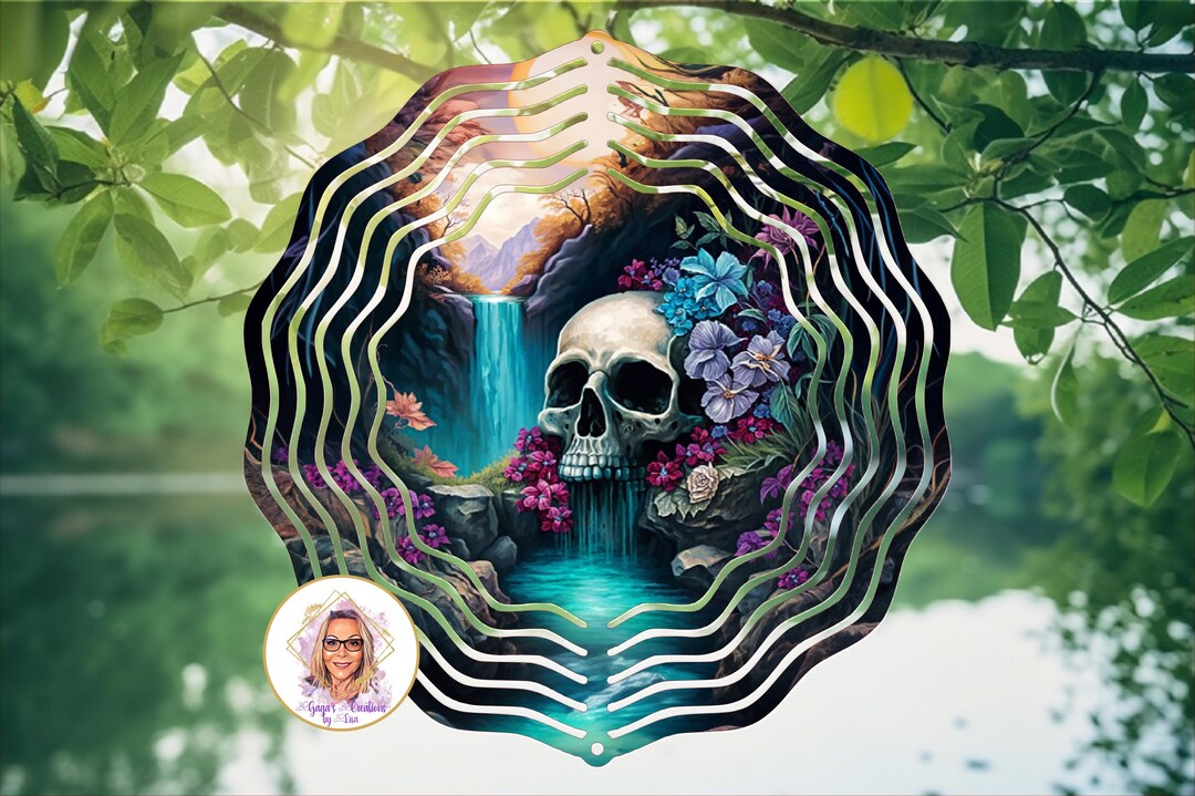 3D Skull Wind Spinner/home & Garden Décor/hanging Art/3d Spinning ...