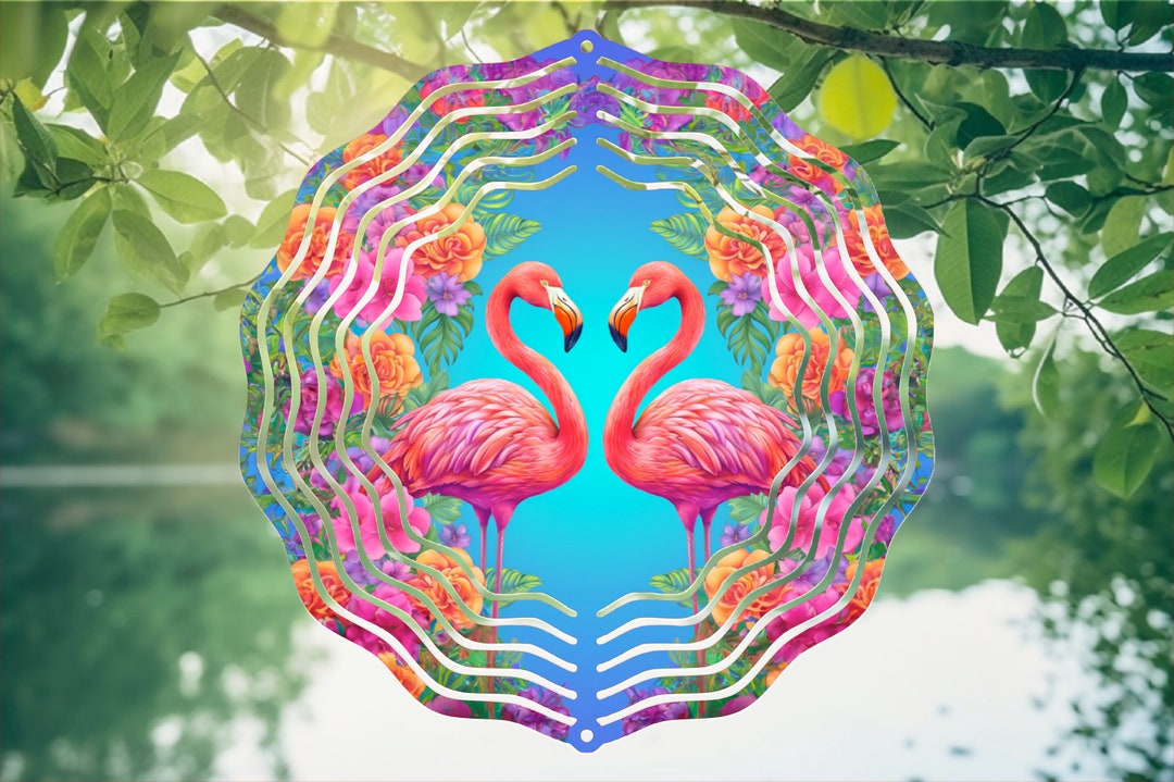 Flamingo Wind Spinner/home & Garden Décor/hanging Art/3d Spinning ...