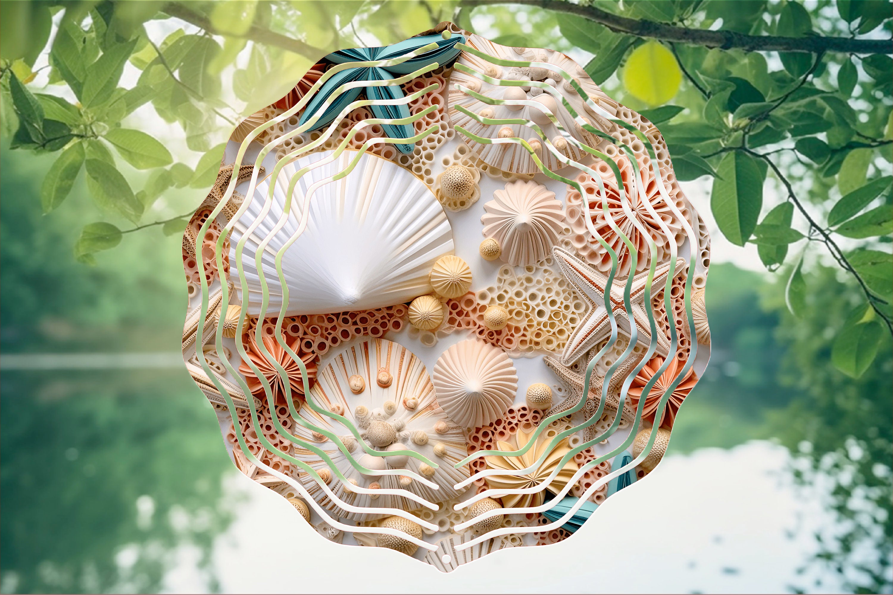 3D Beach Shells Wind Spinner/home & Garden Décor/hanging Art/3d ...