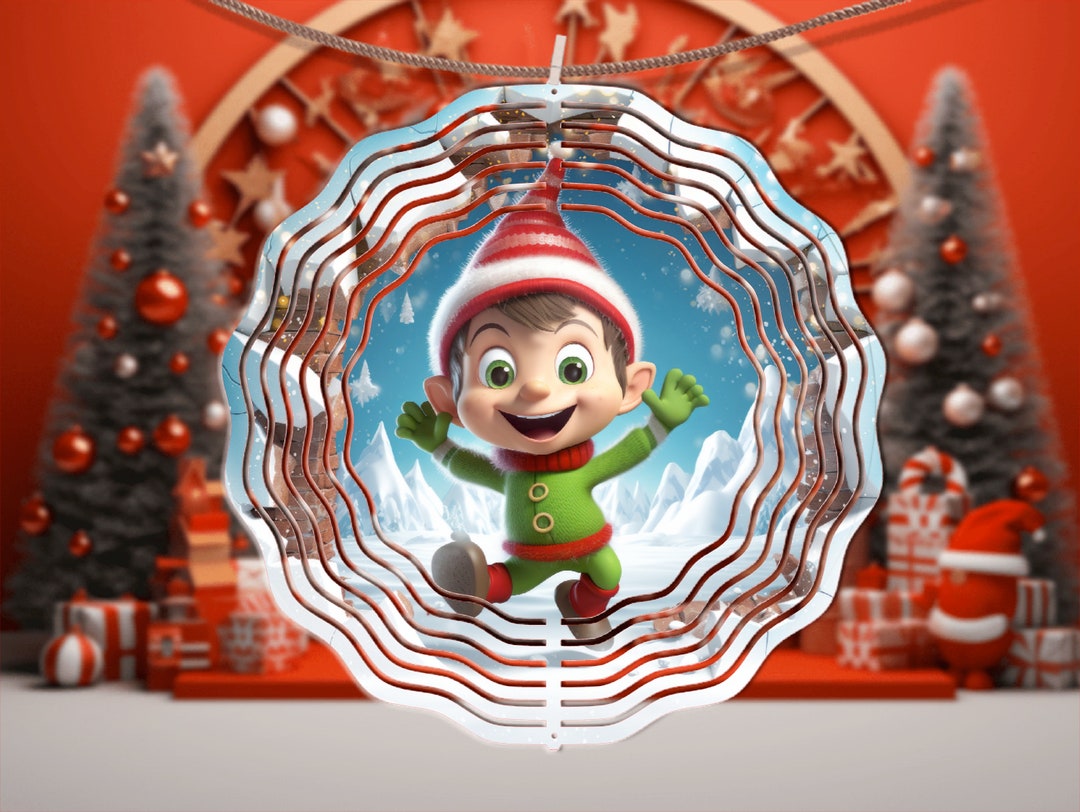 Christmas Elf Wind Spinner/home & Garden Décor/hanging Art/3d - Etsy