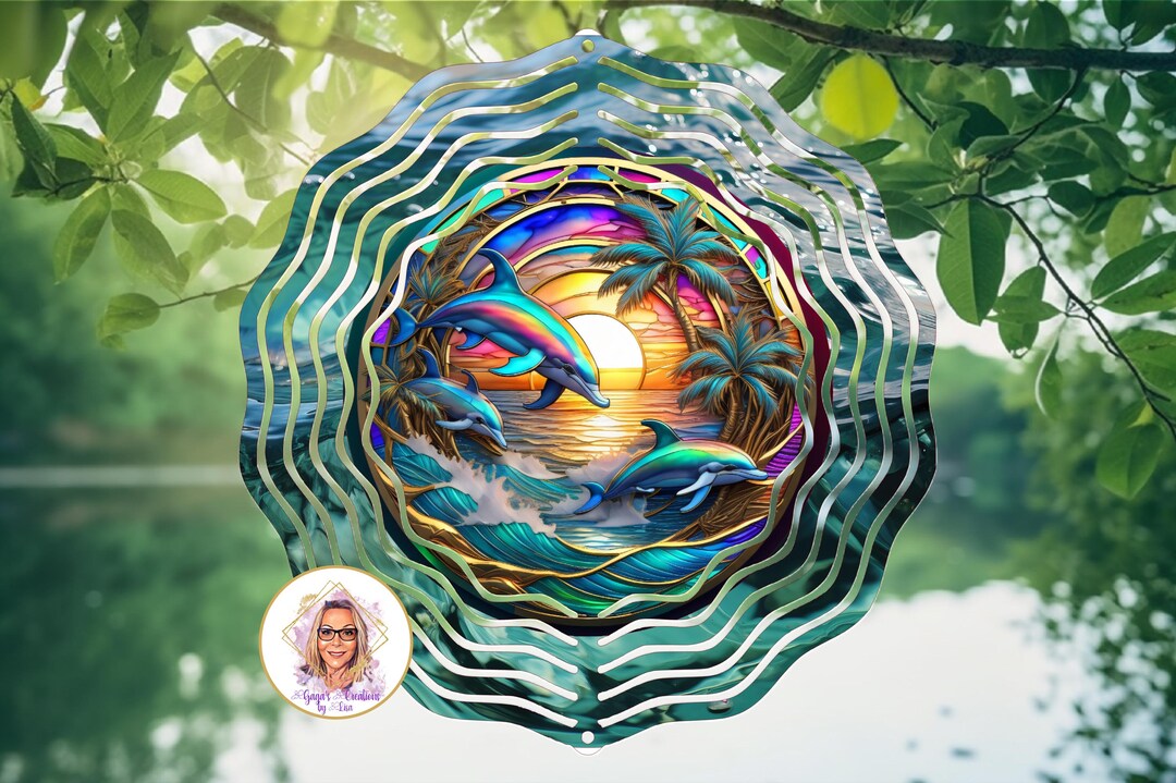 Dolphin Wind Spinner/home & Garden Décor/hanging Art/3d Spinning ...