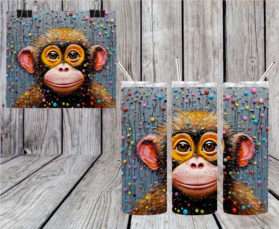 3D Paint Drip Monkey / 20oz Skinny Insulated Stainless-steel ...