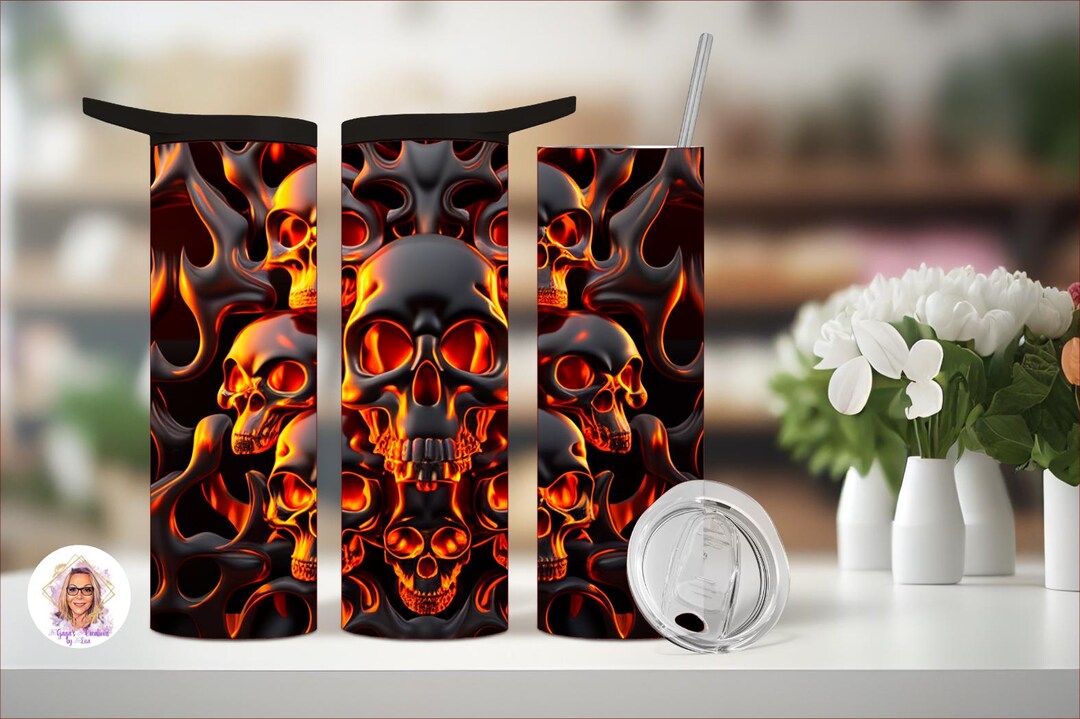 3D Skull /duo-lid 20oz Stainless-steel Tumbler/gift/personalize ...