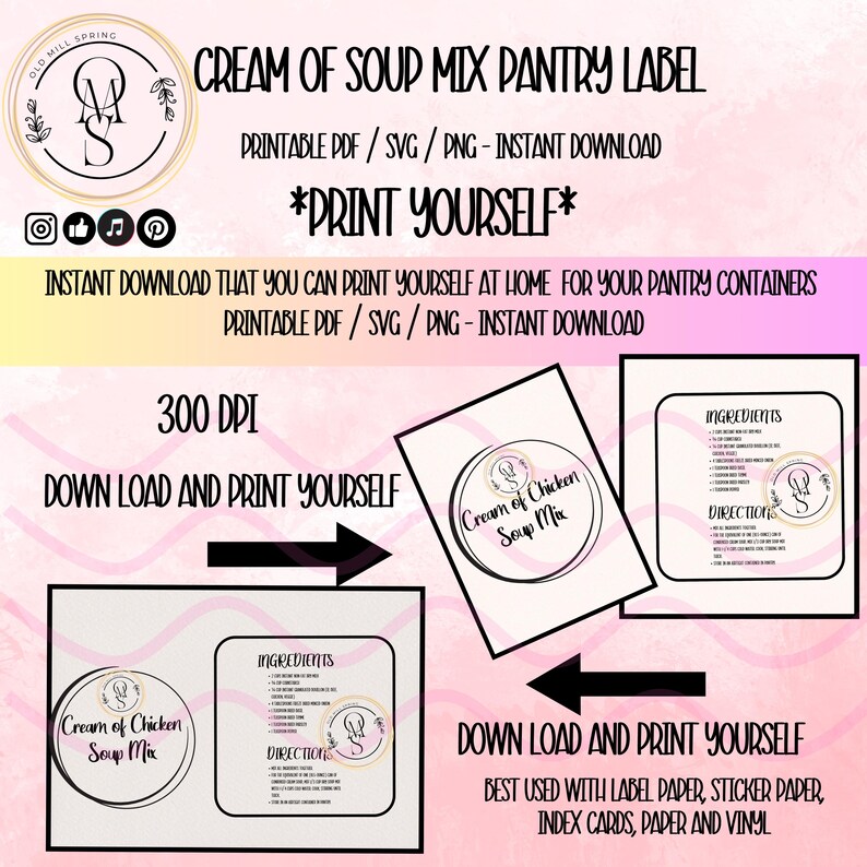 Printable Cream Soup Mix Labels: Chicken, Beef, Veggie (PDF/SVG/PNG) - Etsy
