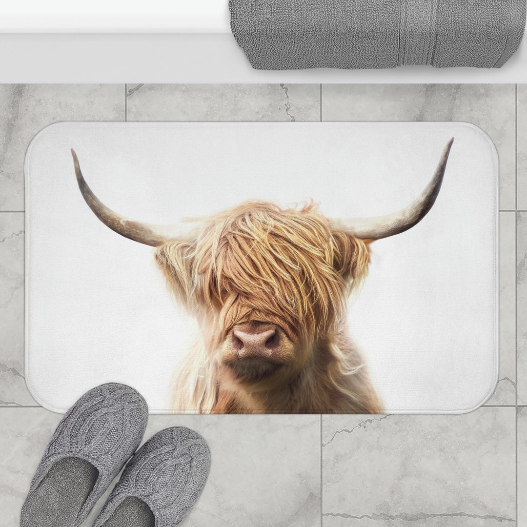 Highland Cow Bath Mat, Cow Rugs and Mats, Rustic Ranch Bathroom Decor ...