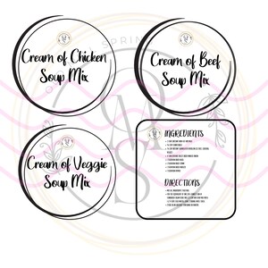 Printable Cream Soup Mix Labels: Chicken, Beef, Veggie (PDF/SVG/PNG) - Etsy
