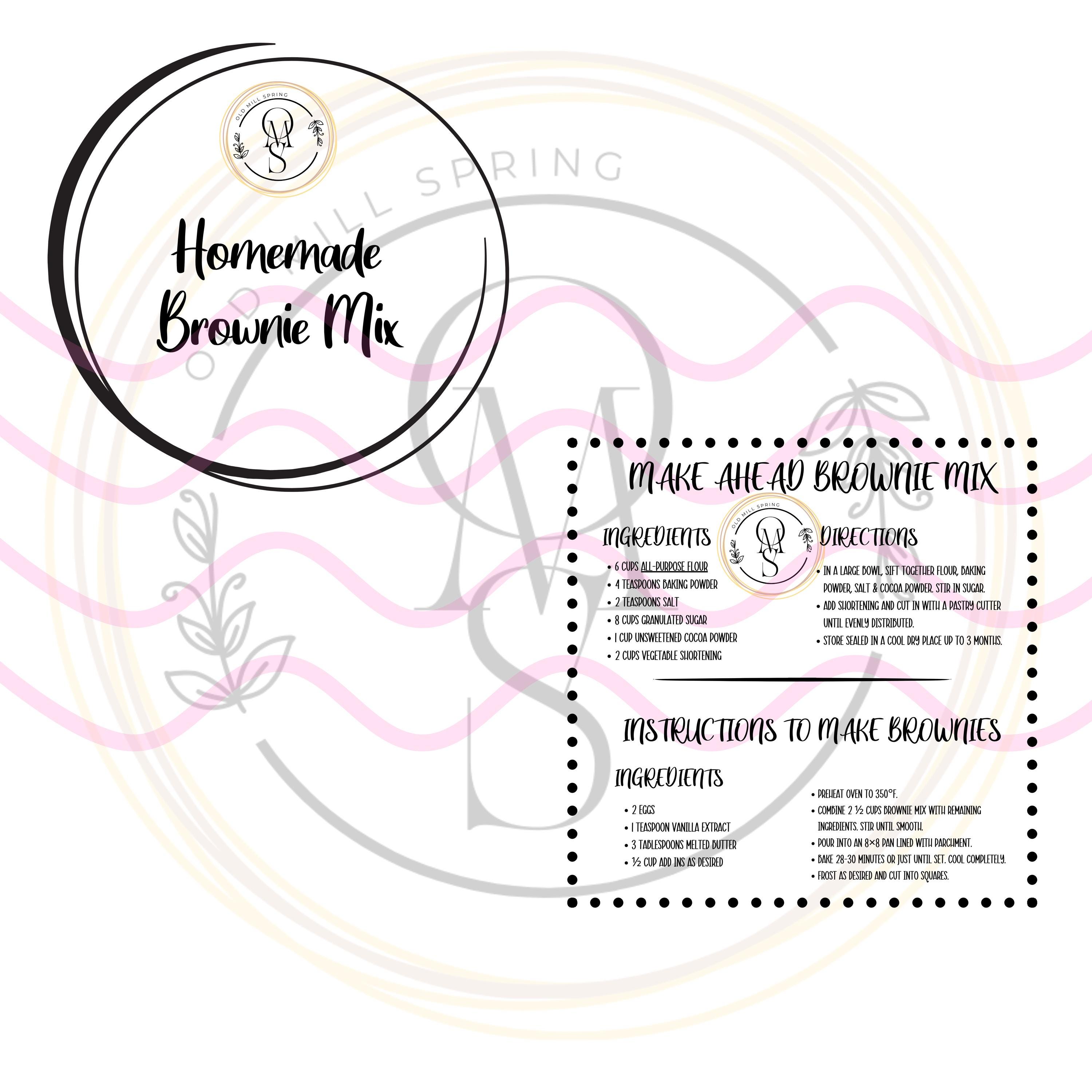 Jar Decals Labels Brownie Mix Labels PDF / SVG / PNG, Old Mill Spring ...