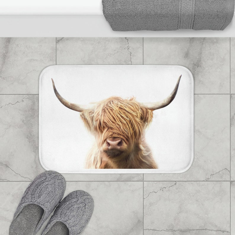 Highland Cow Bath Mat Cow Rugs and Mats Rustic Ranch - Etsy