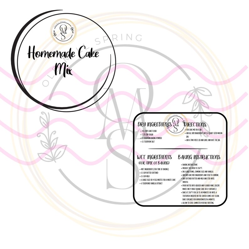 Printable Cake Mix Labels - PDF / SVG / PNG, Old Mill Spring Cake Mix ...