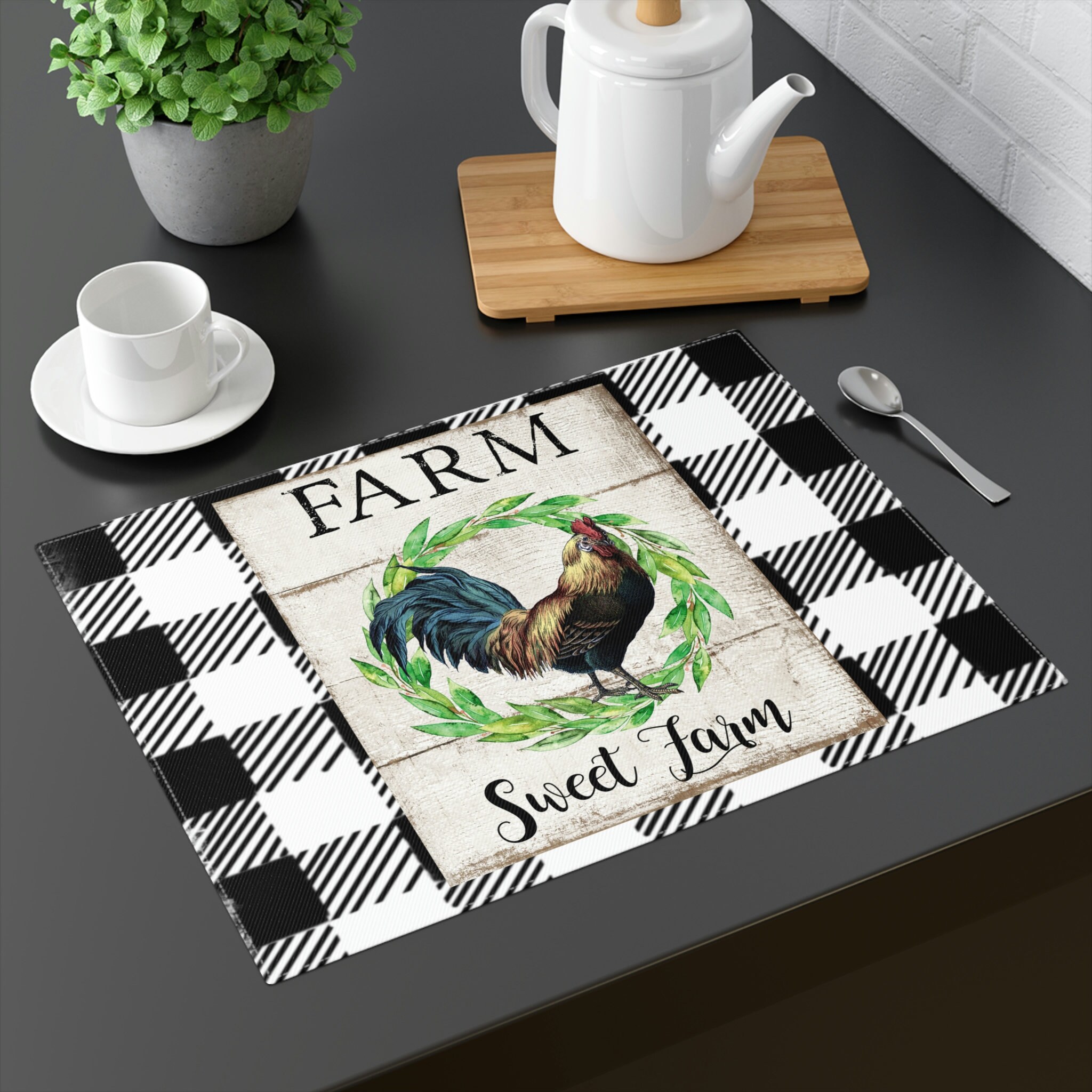Farmhouse Placemat, Country Farm Chicken, 18 in X 14 in Table Placemats ...