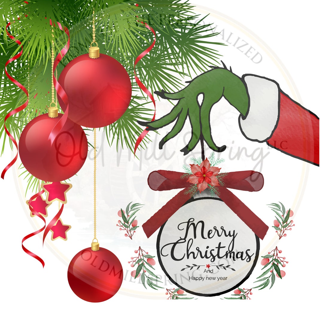 Merry Grinchmas Png File, Cute Grinchmas Holding Ornament Png, Classic ...