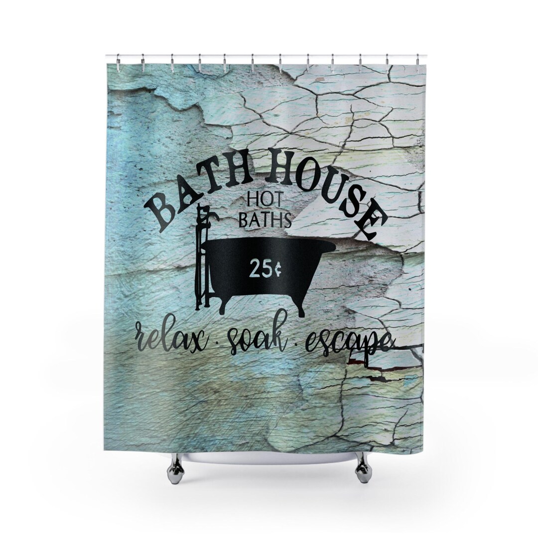Charming Rustic Blue Shower Curtain Farmhouse Bath 25 Cents, Cozy ...