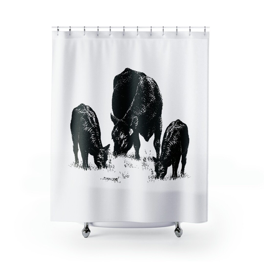 Cow and Calves Shower Curtains Farm Fabric Liner Bath Curtain Animal ...