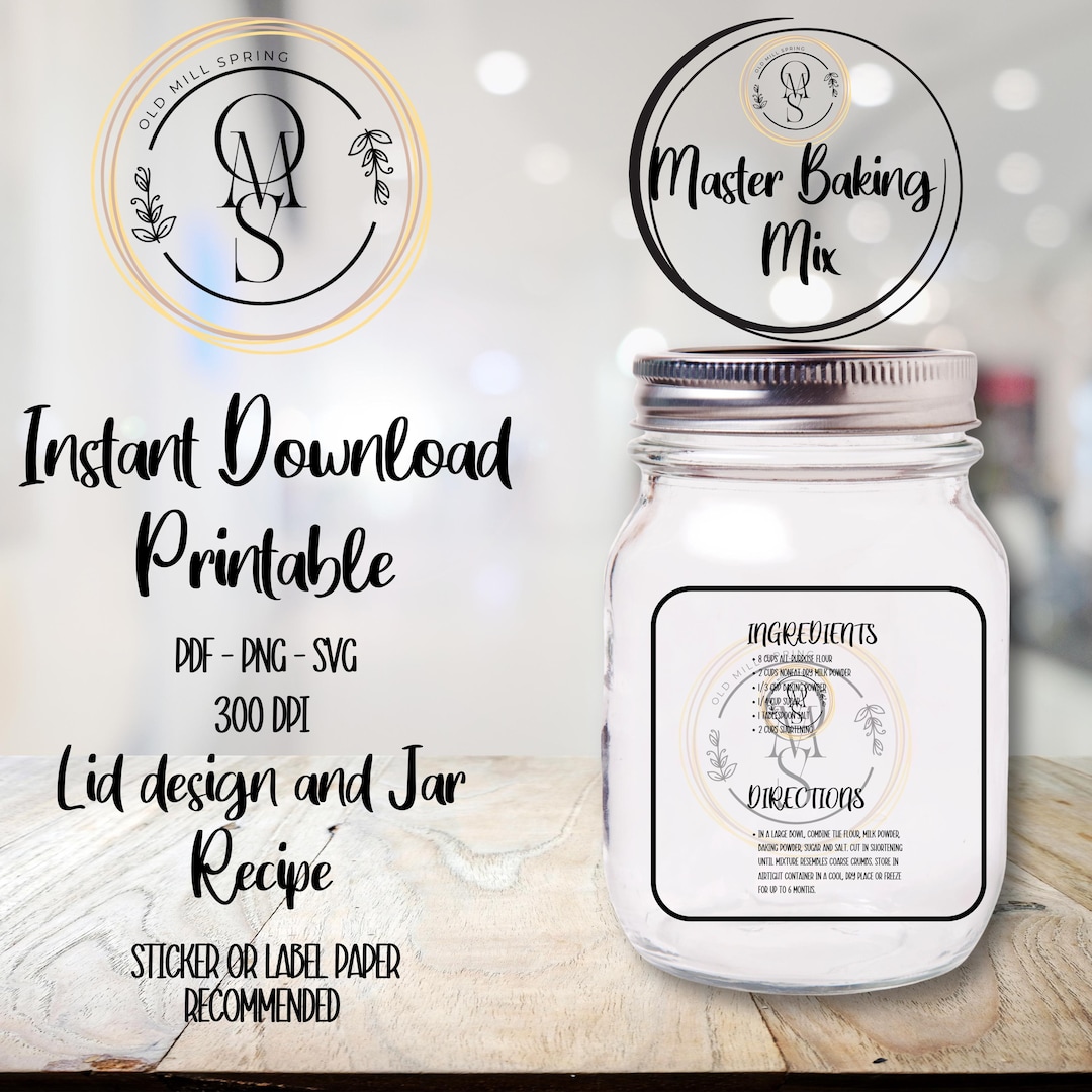 Master Baking Mix Jar Labels: Printable Recipe Decals (PDF/SVG/PNG) - Etsy