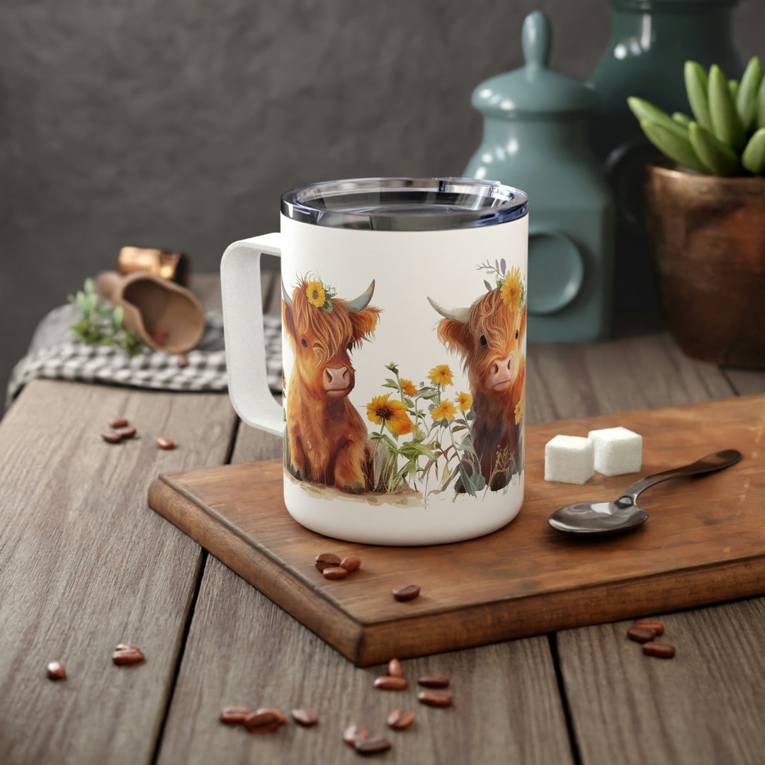 Highland Cow Insulated Coffee Mug, 10oz New Designs Highland Cow Mug ...