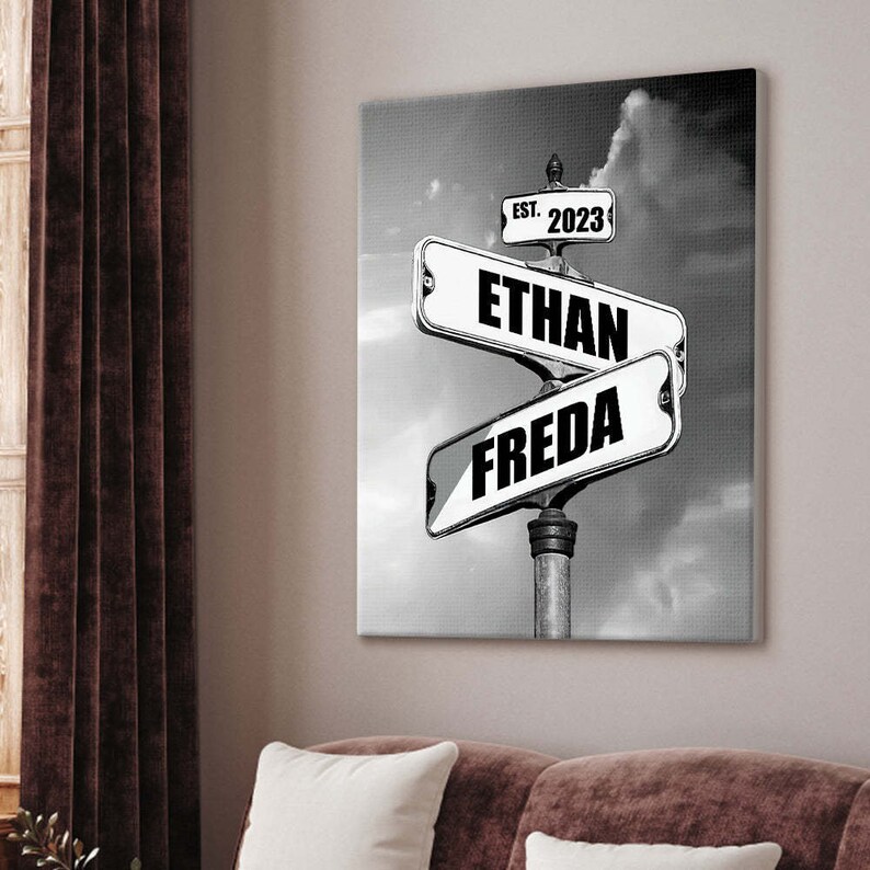 Personalized Name Canvas With Year Date Vintage Crossroad Street Sign ...