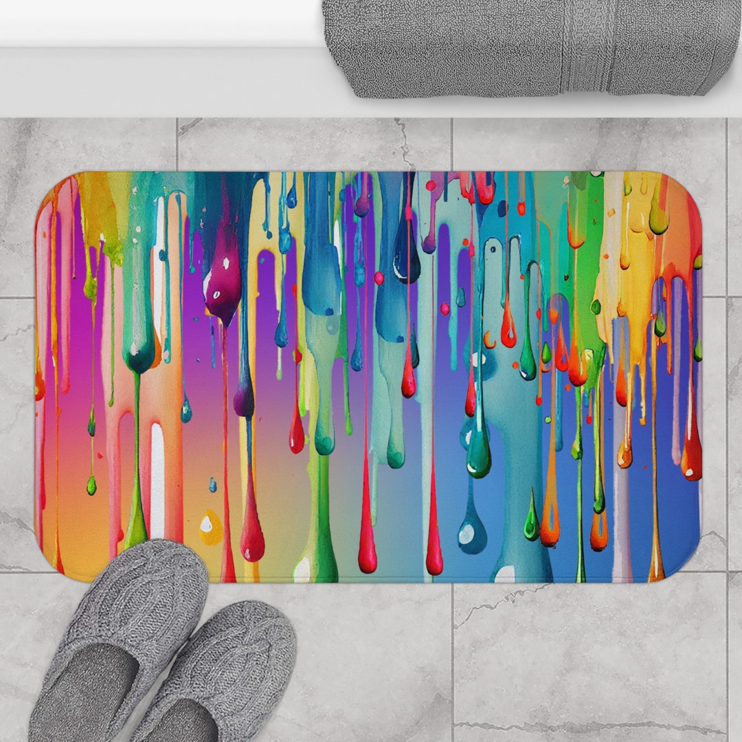 Rainbow Drip Bathmat, Rainbow Bathroom Decor, Rainbow Non Slip Mat ...