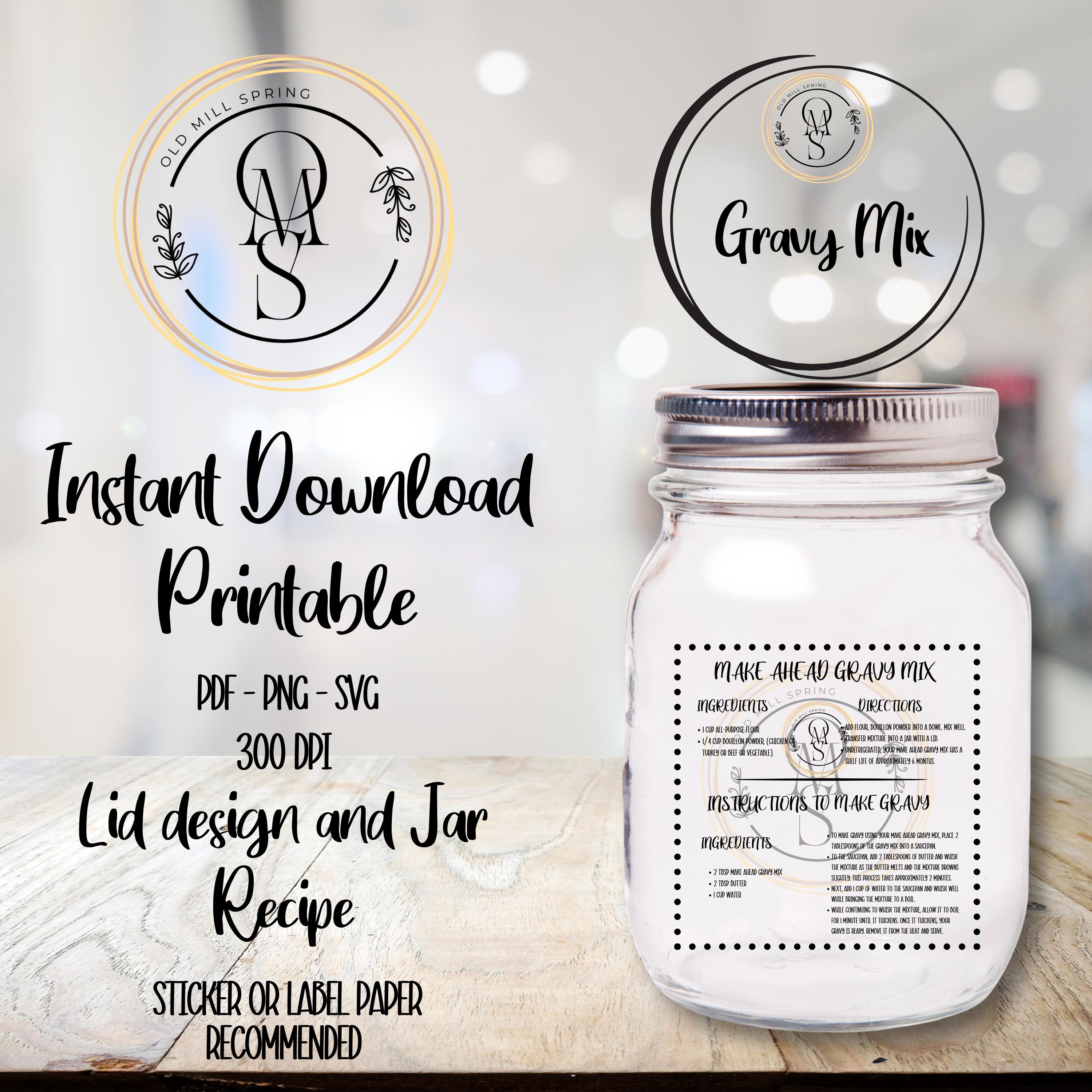 Printable Pantry Label- Gravy Mix - PDF / SVG / PNG, Old Mill Spring ...