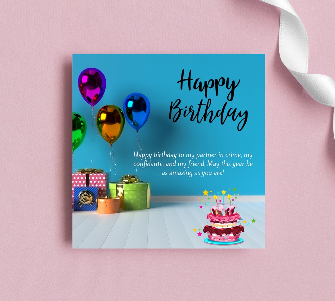 Printable Birthday Card, Blue Hue Card, Editable Birthday Card Template ...