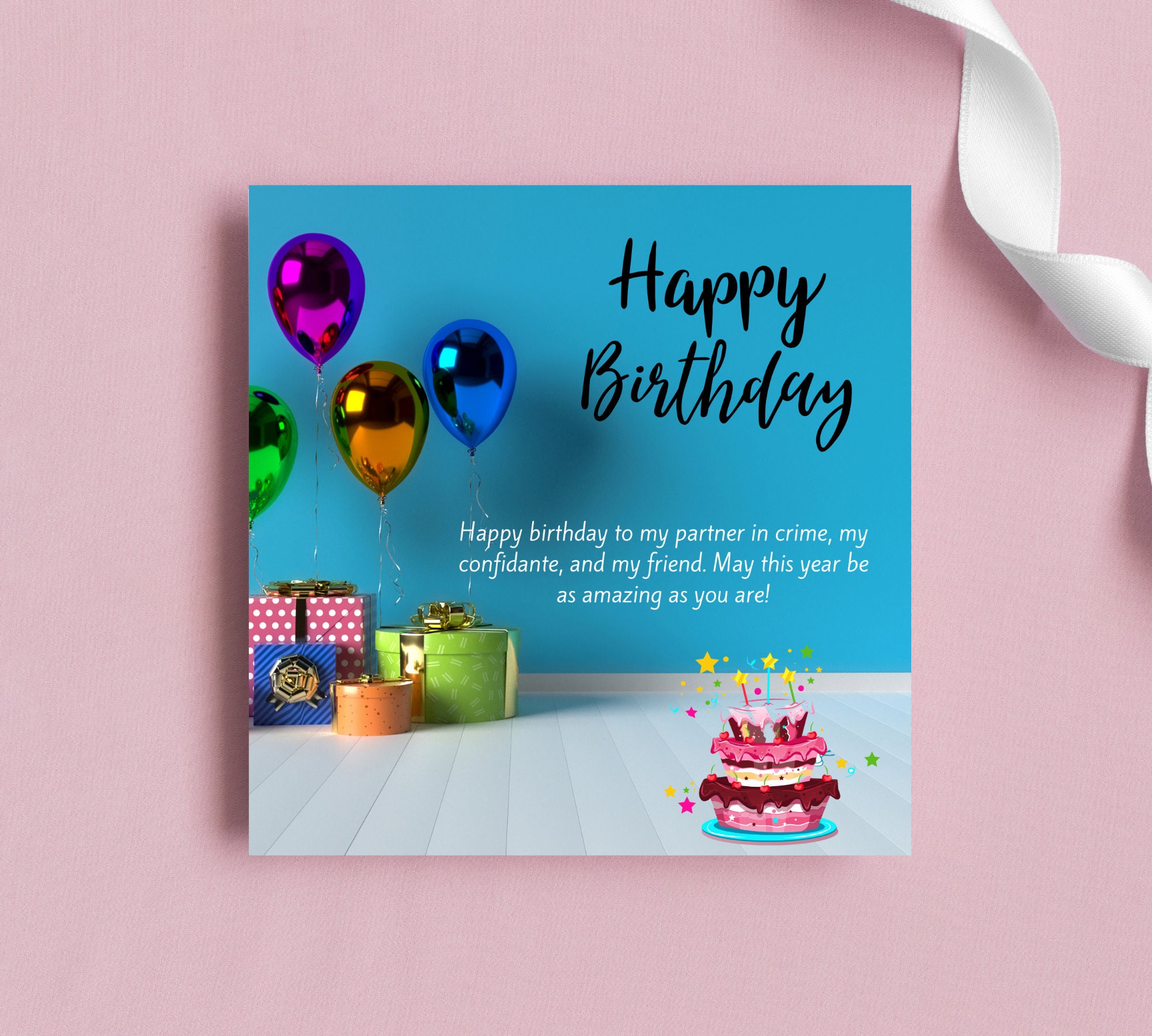 Printable Birthday Card, Blue Hue Card, Editable Birthday Card Template ...