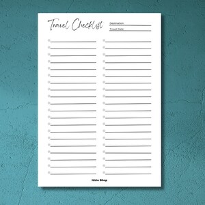 Blank Travel Checklist for Work / Vacation Travel Documents ...
