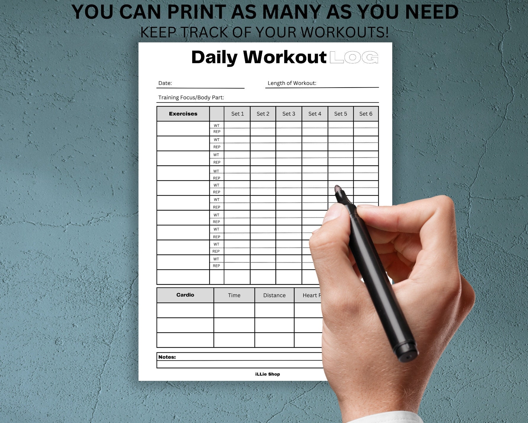 Workout Tracker Printable, Daily Exercise Log, Fitness Planner, Gym ...