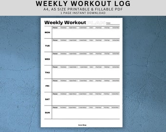 Weekly Workout Planner Printable, 7 Days Fitness Planner, Exercise ...