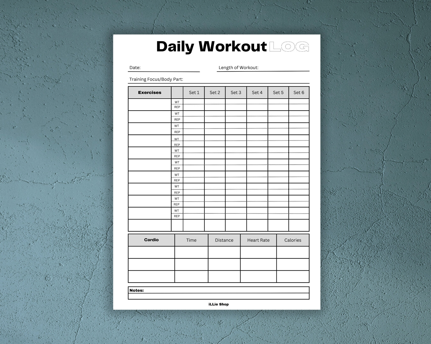 Workout Tracker Printable, Daily Exercise Log, Fitness Planner, Gym ...