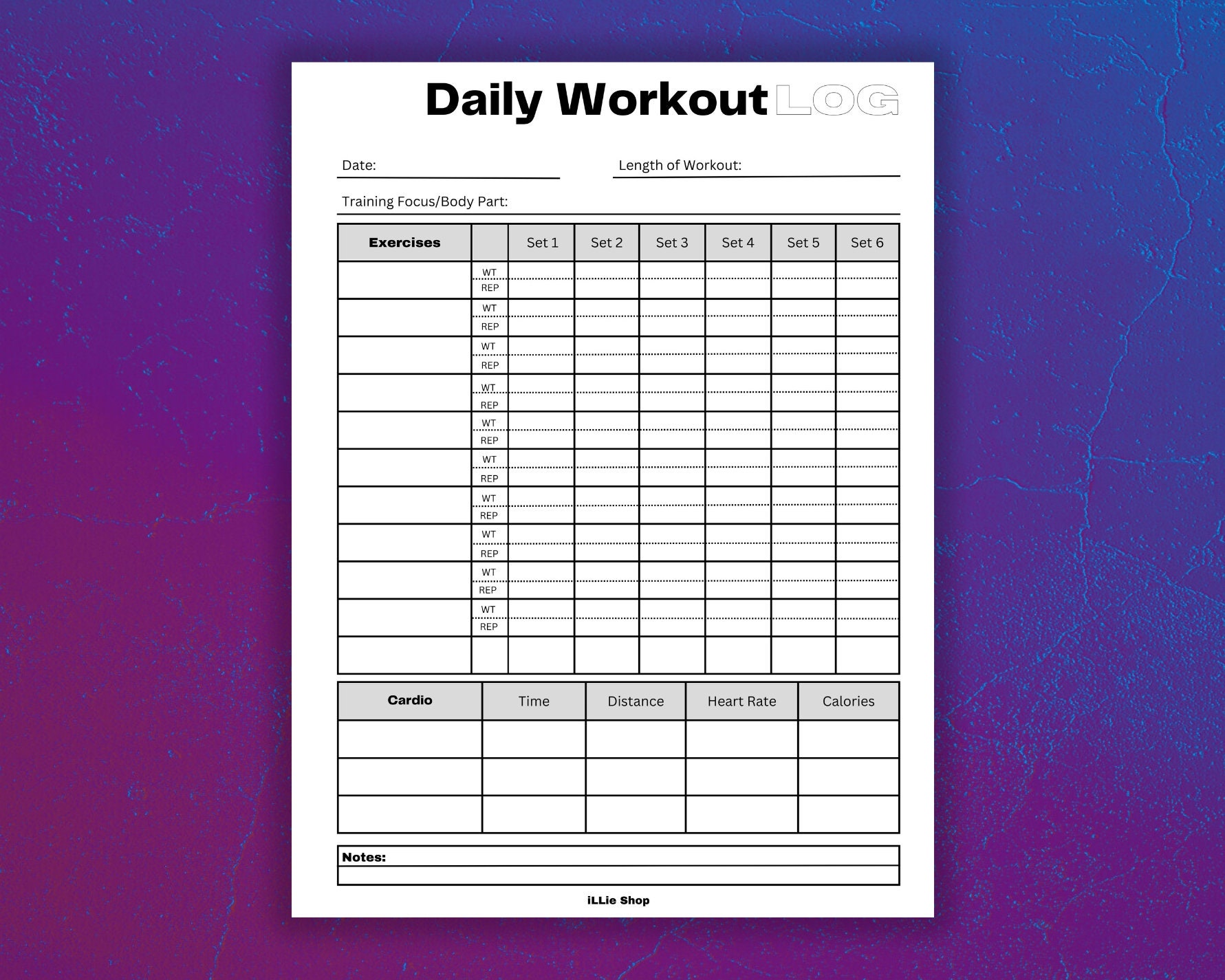 Workout Tracker Printable, Daily Exercise Log, Fitness Planner, Gym ...