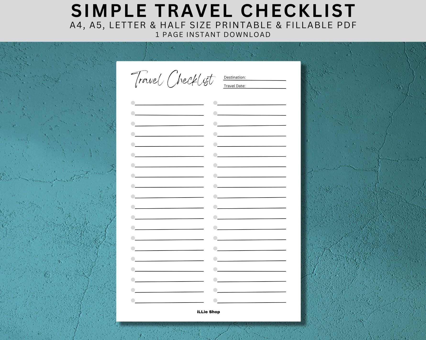 Blank Travel Checklist for Work / Vacation Travel Documents - Etsy