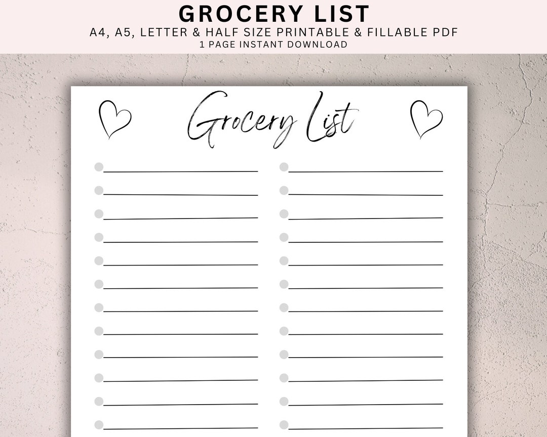 Grocery List Tracker, Meal Planner, Food Journal, Weekly, Menu Plan ...