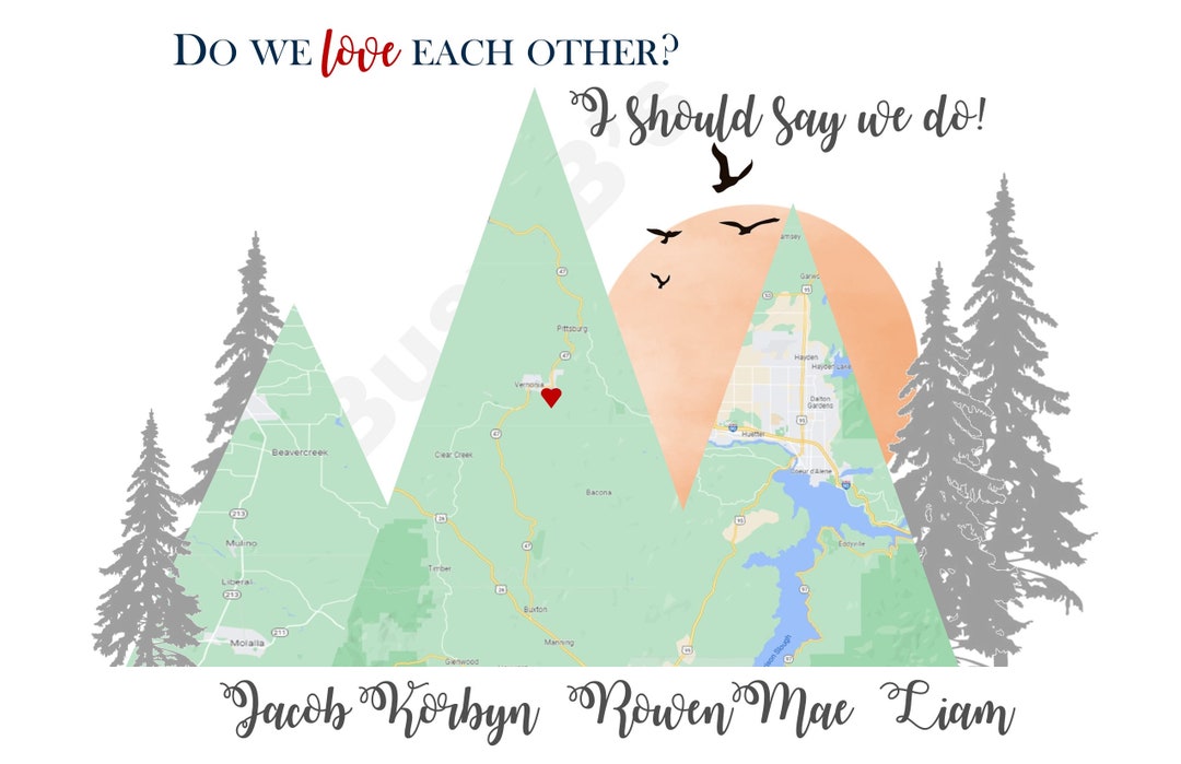 Custom Love Story Map and Mountains - Digital Download - Etsy