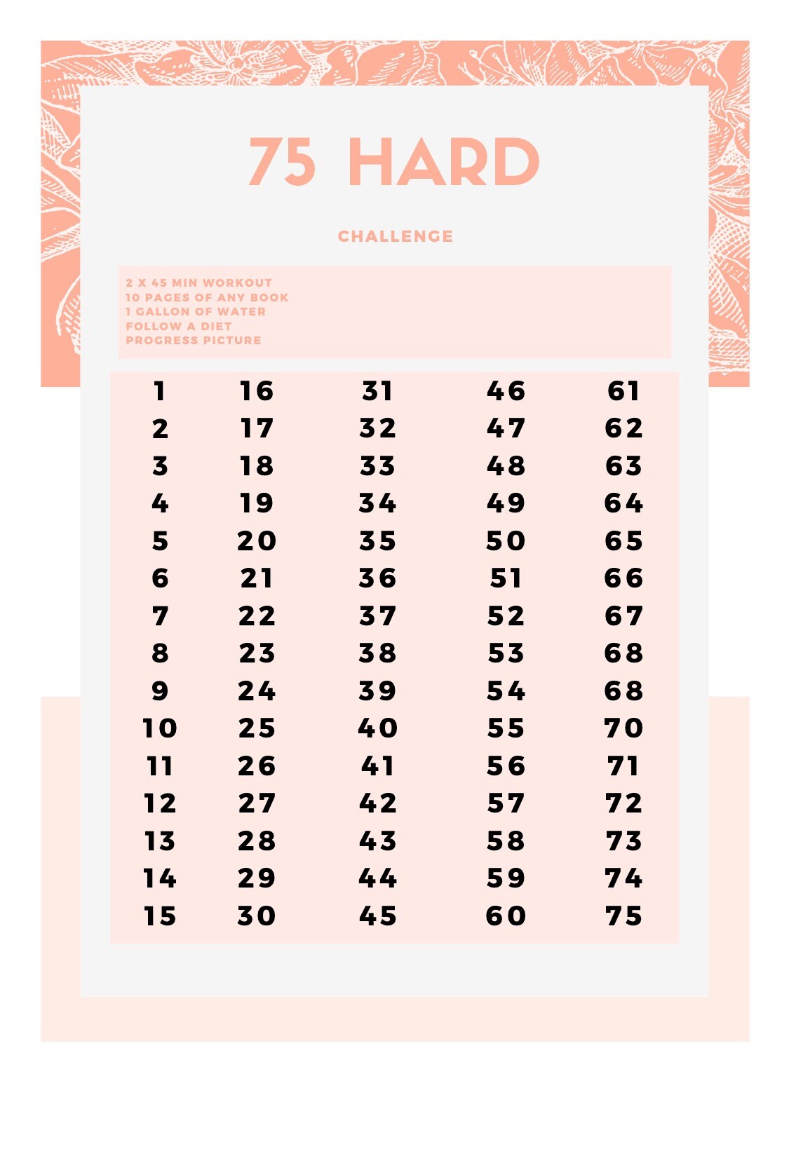 75 Hard Template - Etsy