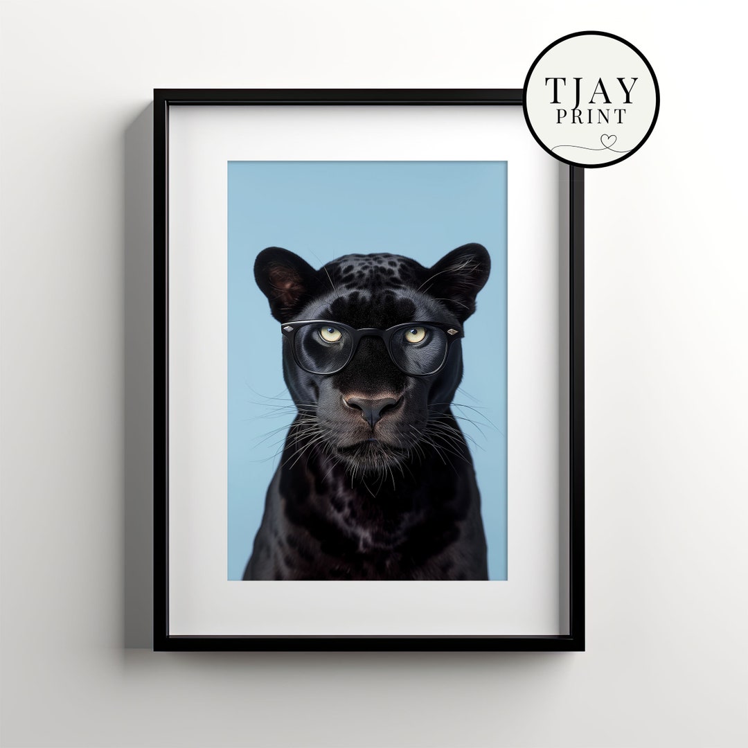 Black Panther With Glasses, Digital Download, Decorative Beautiful Wall ...
