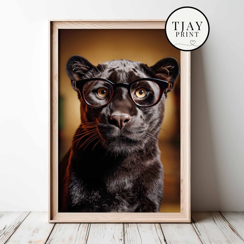 Sly Black Panther With Glasses Digital Download Decorative Beautiful ...