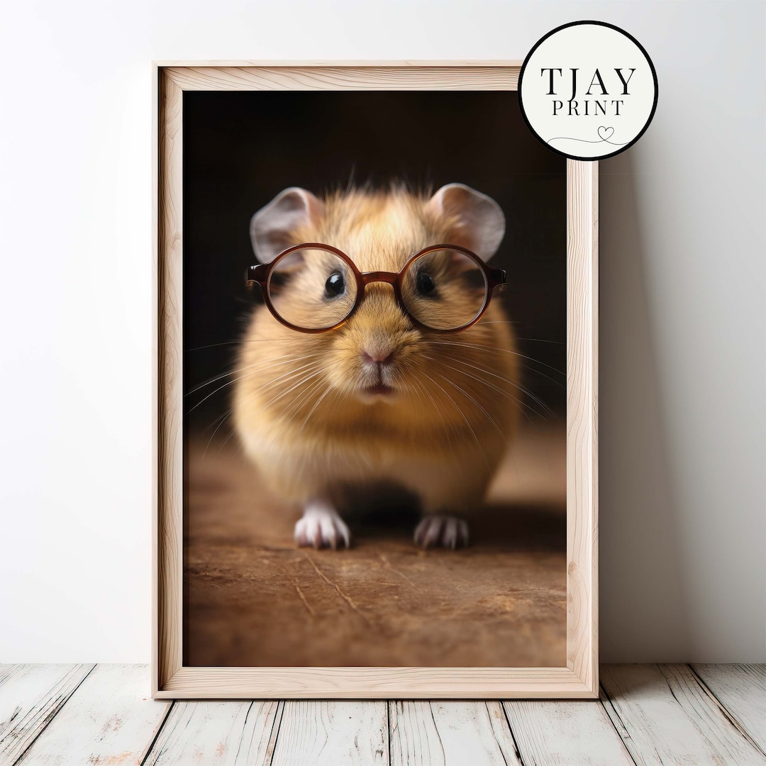 Cute Hamster With Glasses Digital Download Decorative Beautiful Wall ...