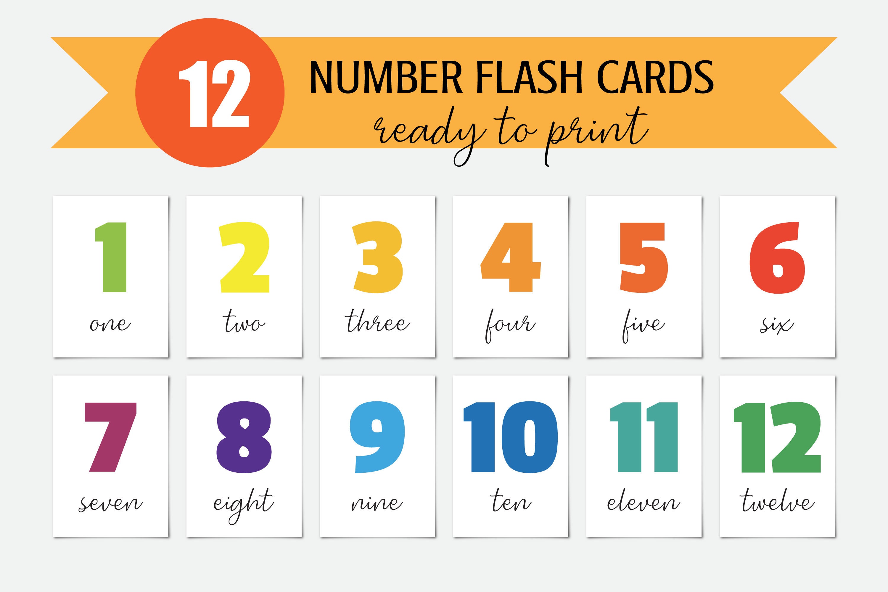 Numbers Flash Cards Preschool Counting Flash Cards Count and - Etsy