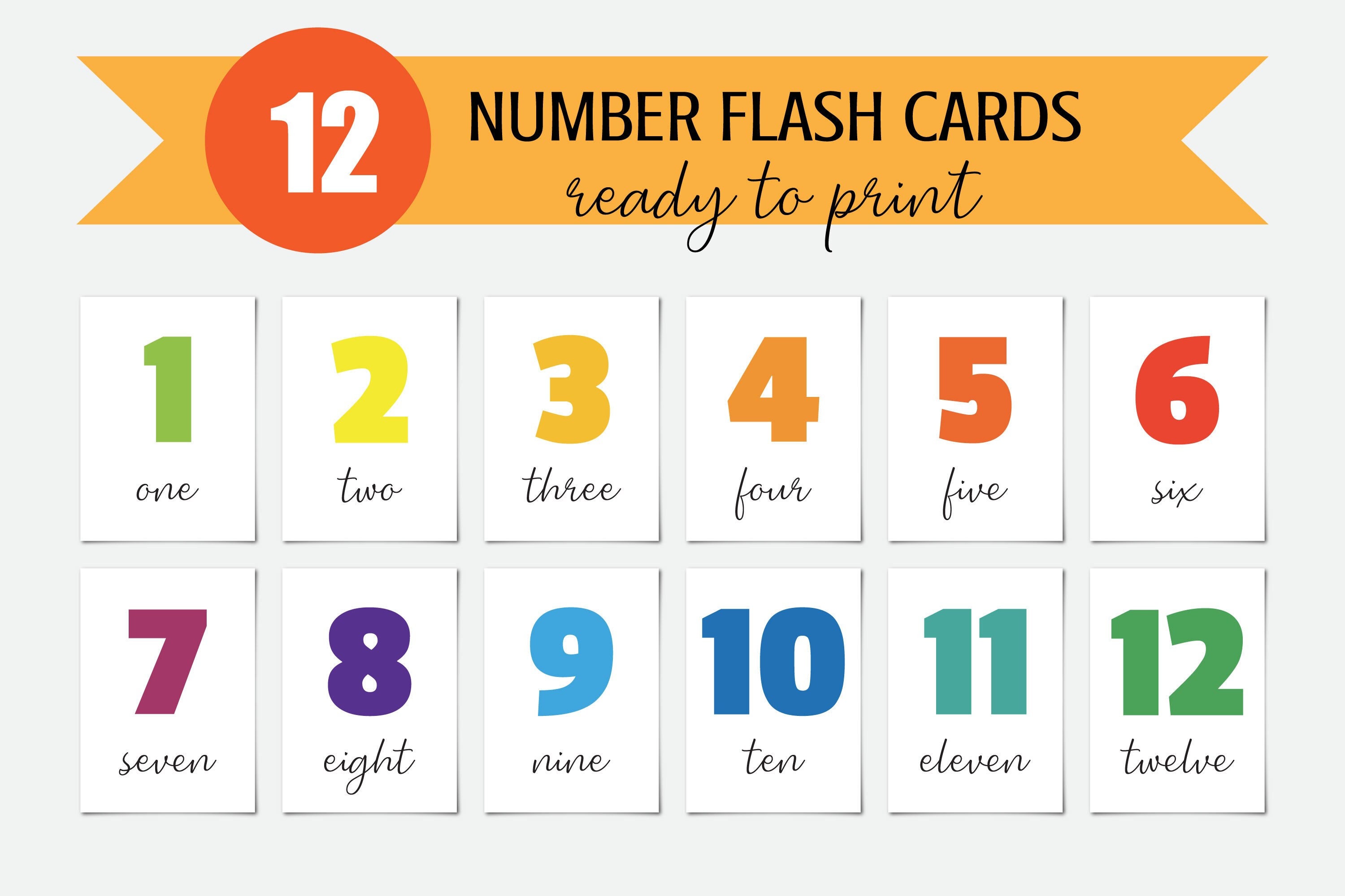 Numbers Flash Cards, Preschool Counting Flash Cards, Count and Clip ...