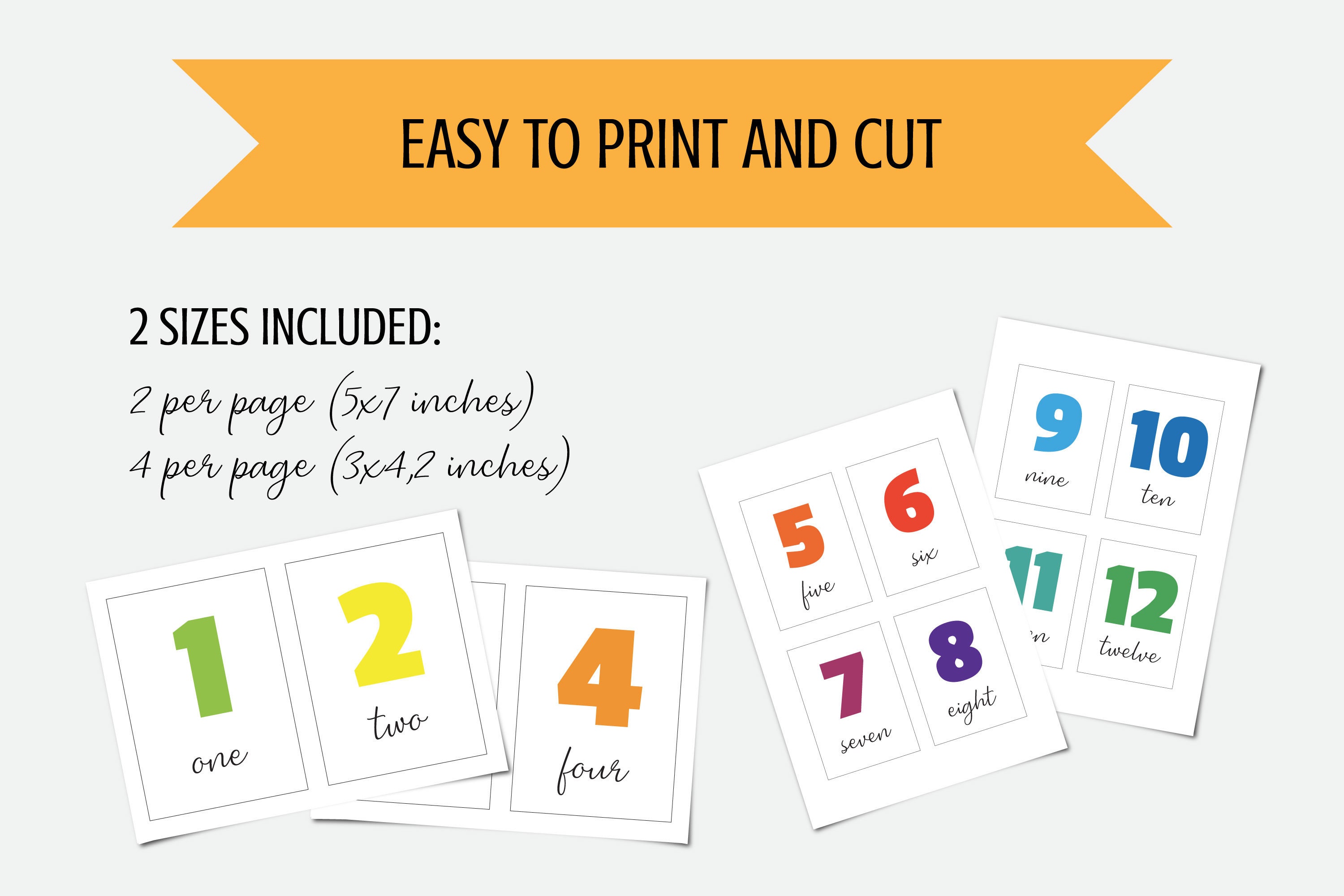 Numbers Flash Cards, Preschool Counting Flash Cards, Count and Clip ...