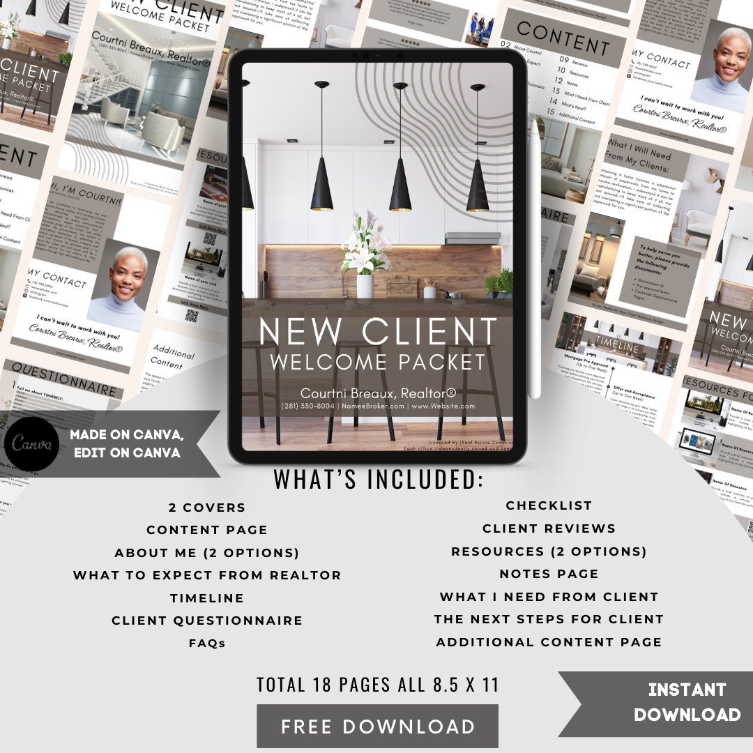 Realtor Client Welcome & Exit Packet | Canva Template (digital Download ...