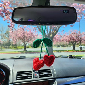 Heart Cherry Crochet Hanging Car Accessories Red Heart Cherry - Etsy