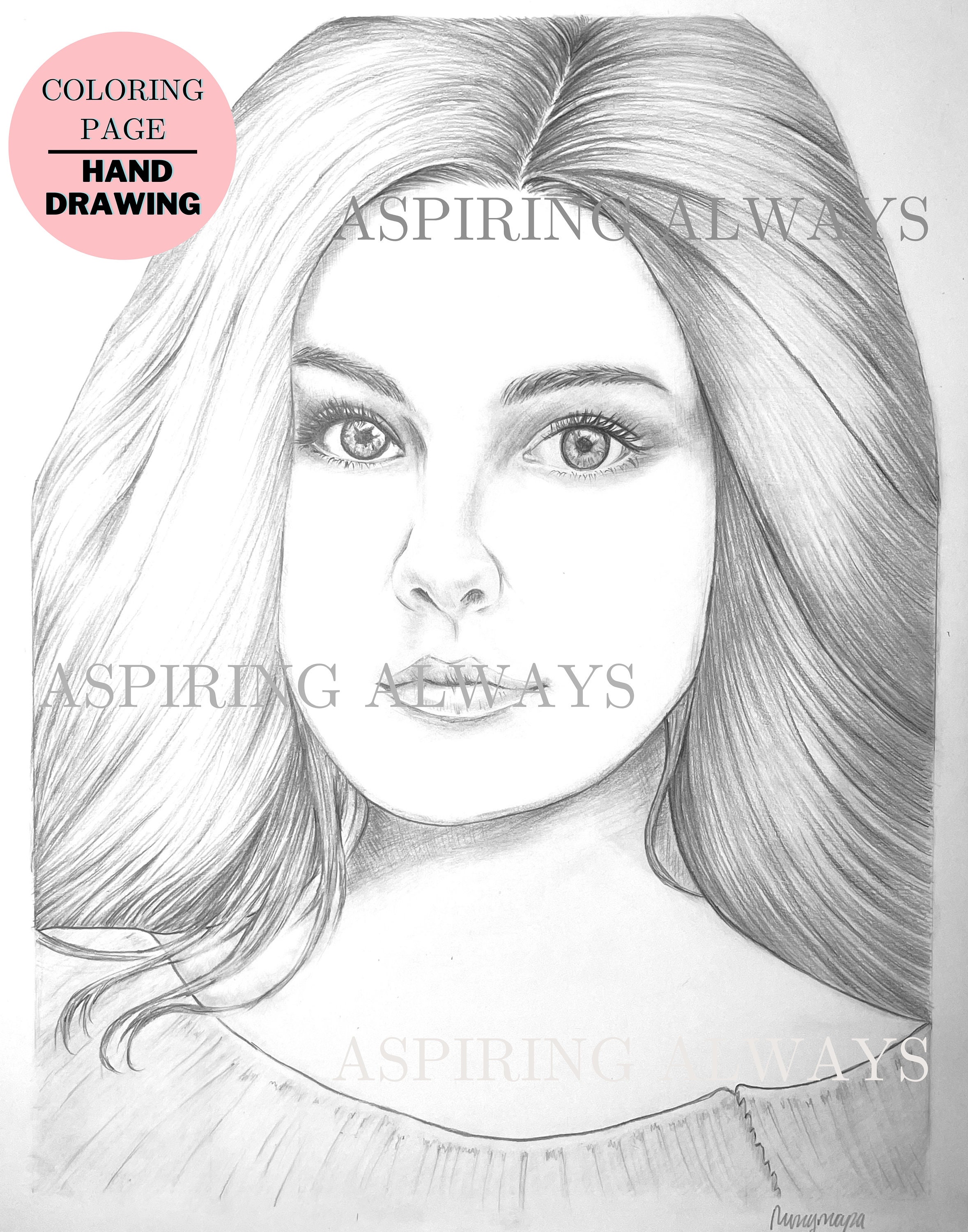 Celeste | Aspiring Always | Printable Adult Woman Grayscale Coloring ...